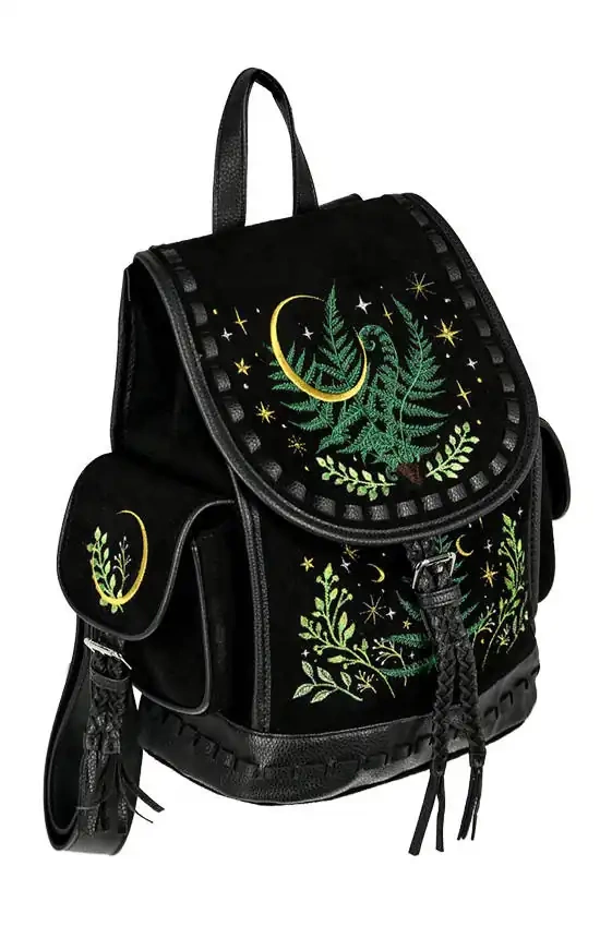 HERBAL BACKPACK with fern and crescent embroidery - Restyle